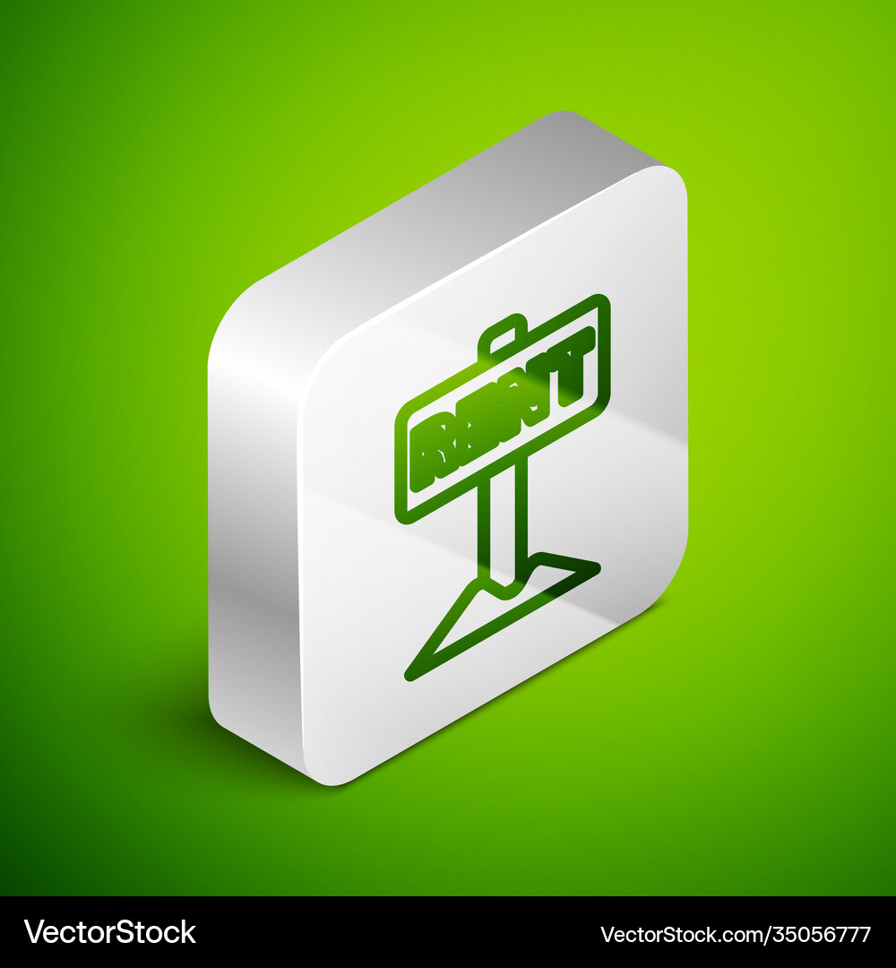 Isometric line hanging sign with text rent icon Vector Image