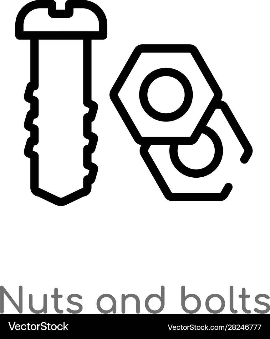 Outline nuts and bolts icon isolated black simple Vector Image