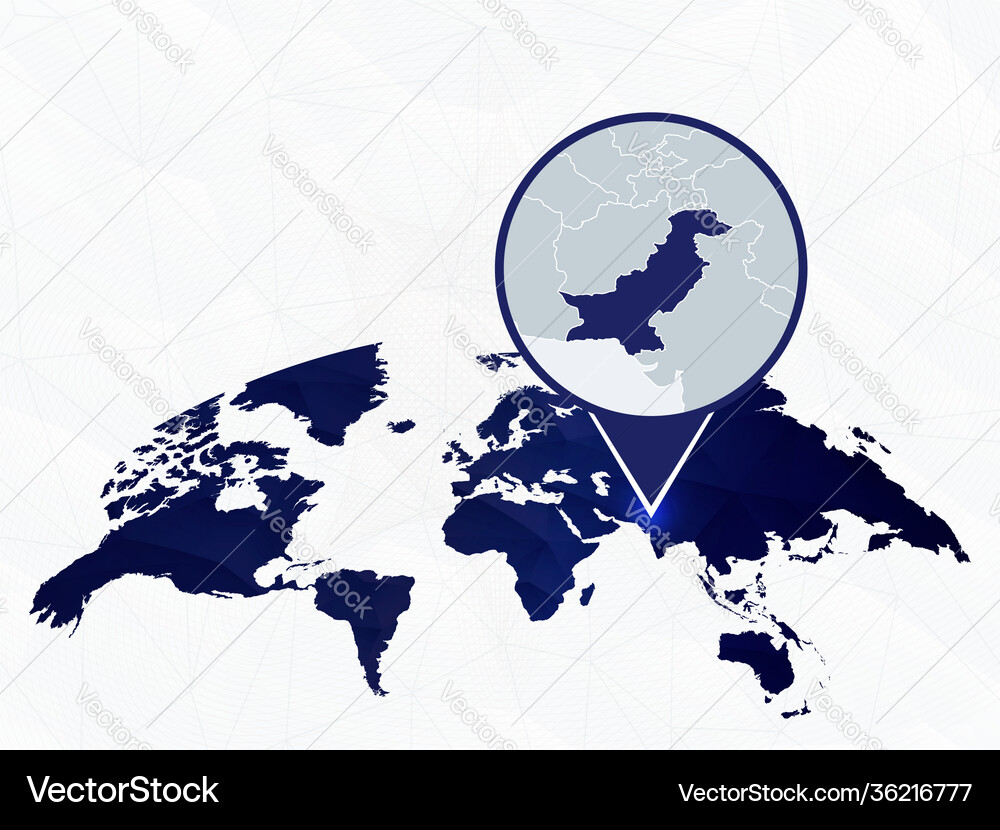 Pakistan detailed map highlighted on blue rounded Vector Image