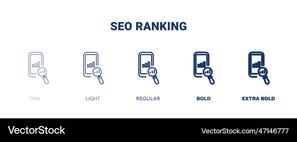 Seo ranking icon thin light regular bold black Vector Image