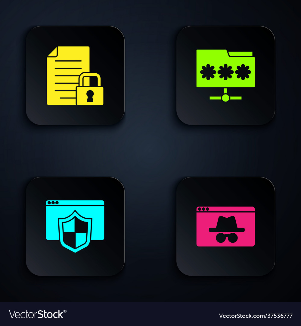 Set browser incognito window document and lock Vector Image Set browser incognito window document and lock Vector Image
