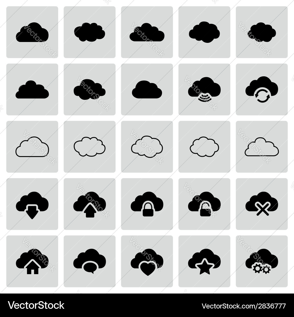 Set of isolated cloud icons Royalty Free Vector Image