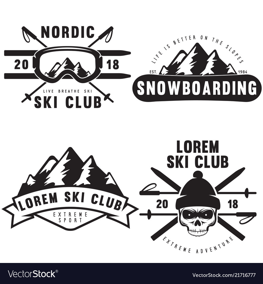 Set of vintage snowboarding ski or winter sports Vector Image
