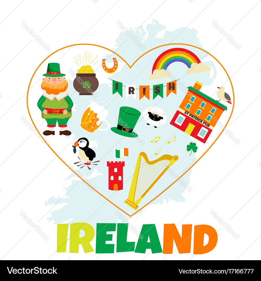Trip to ireland or dublin set Royalty Free Vector Image