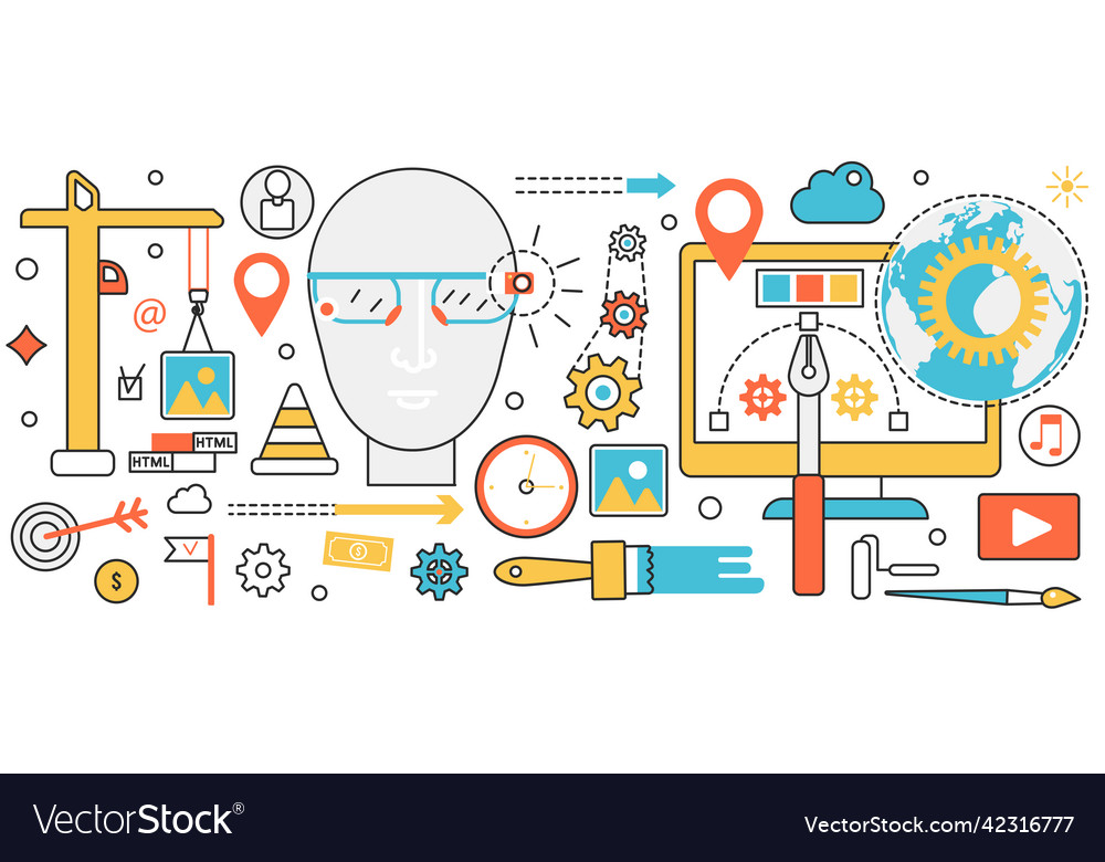 Web application building technology process Vector Image