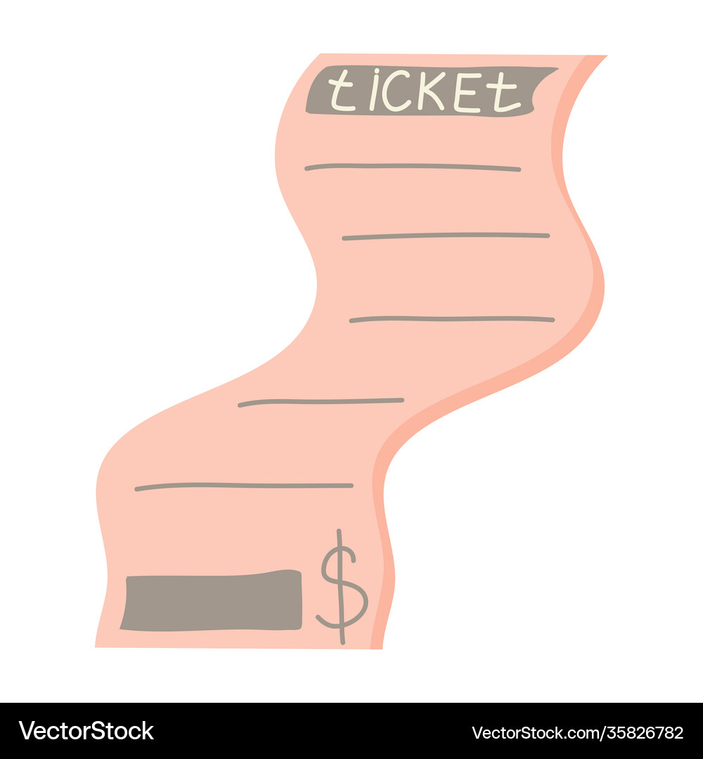 A check ticket in flat cartoon organic style Vector Image