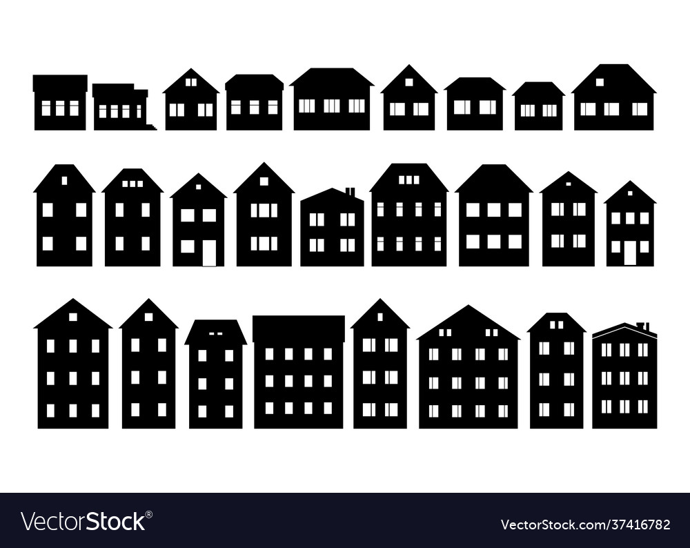 Black and white clipart houses buildings Vector Image