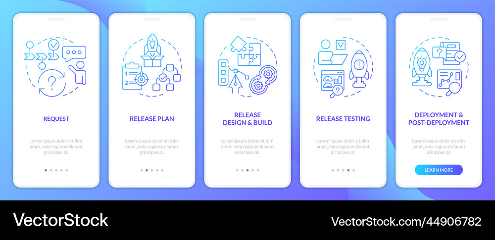Build release management process blue gradient Vector Image