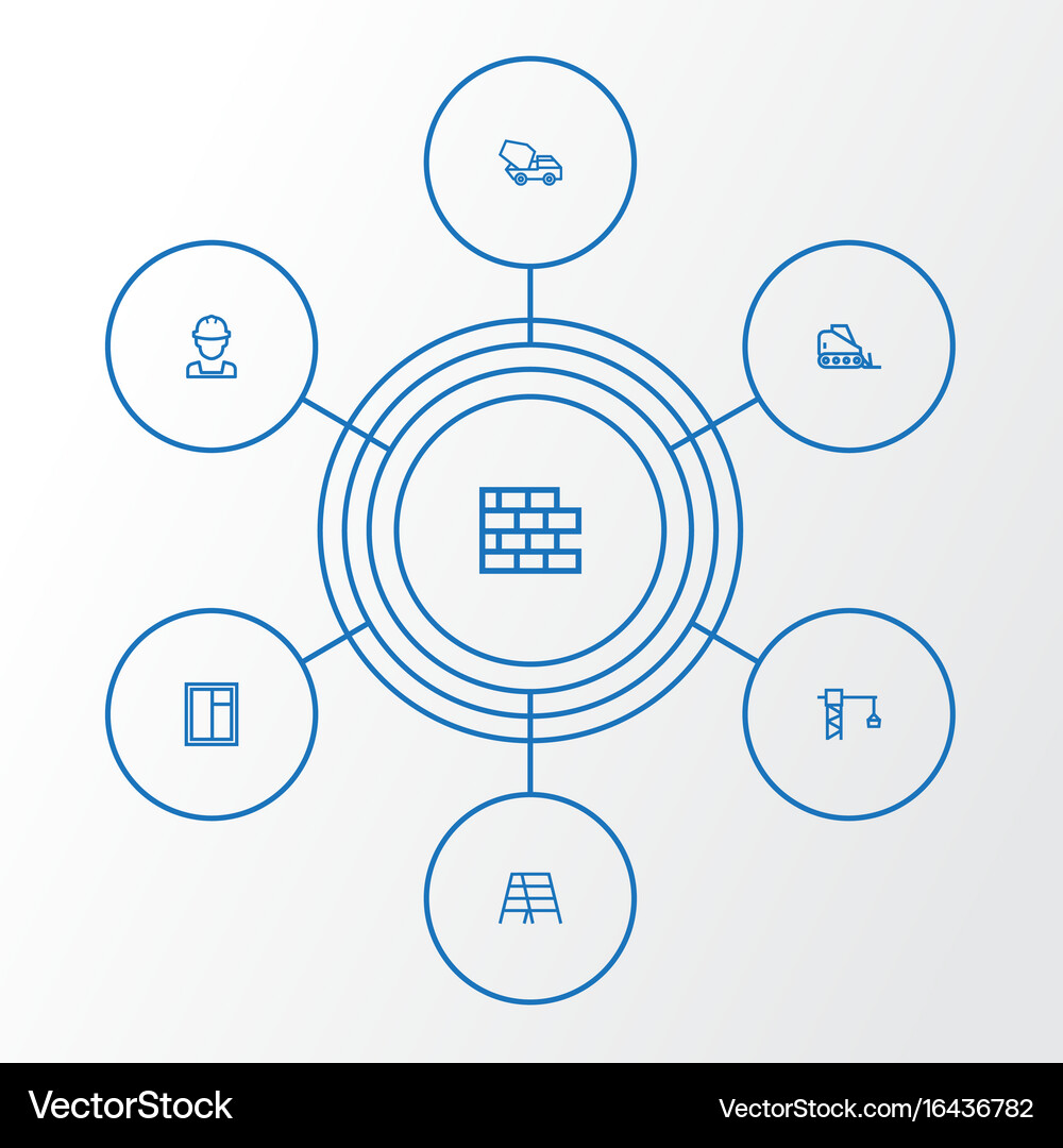 Building outline icons set collection Royalty Free Vector