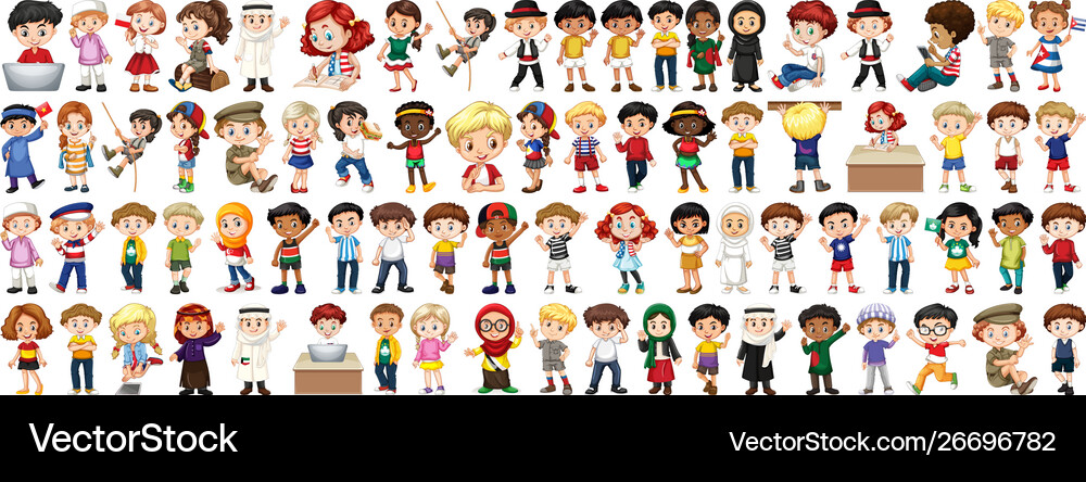 Children with different nationalities on white Vector Image
