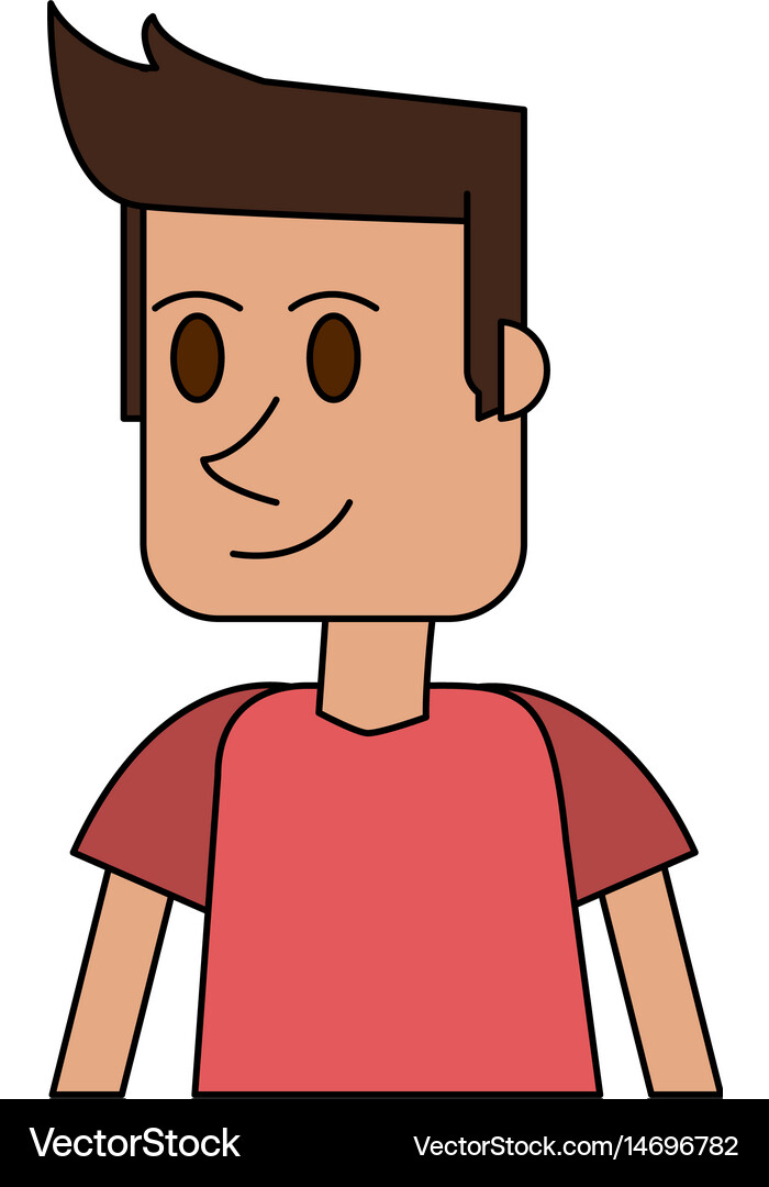 Colorful image cartoon closeup half body guy Vector Image