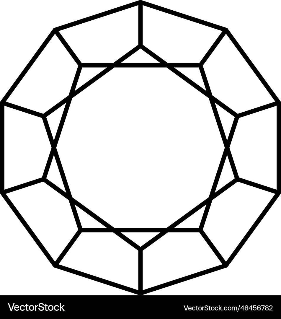 Gemstone geometric line icon black crystal symbol Vector Image