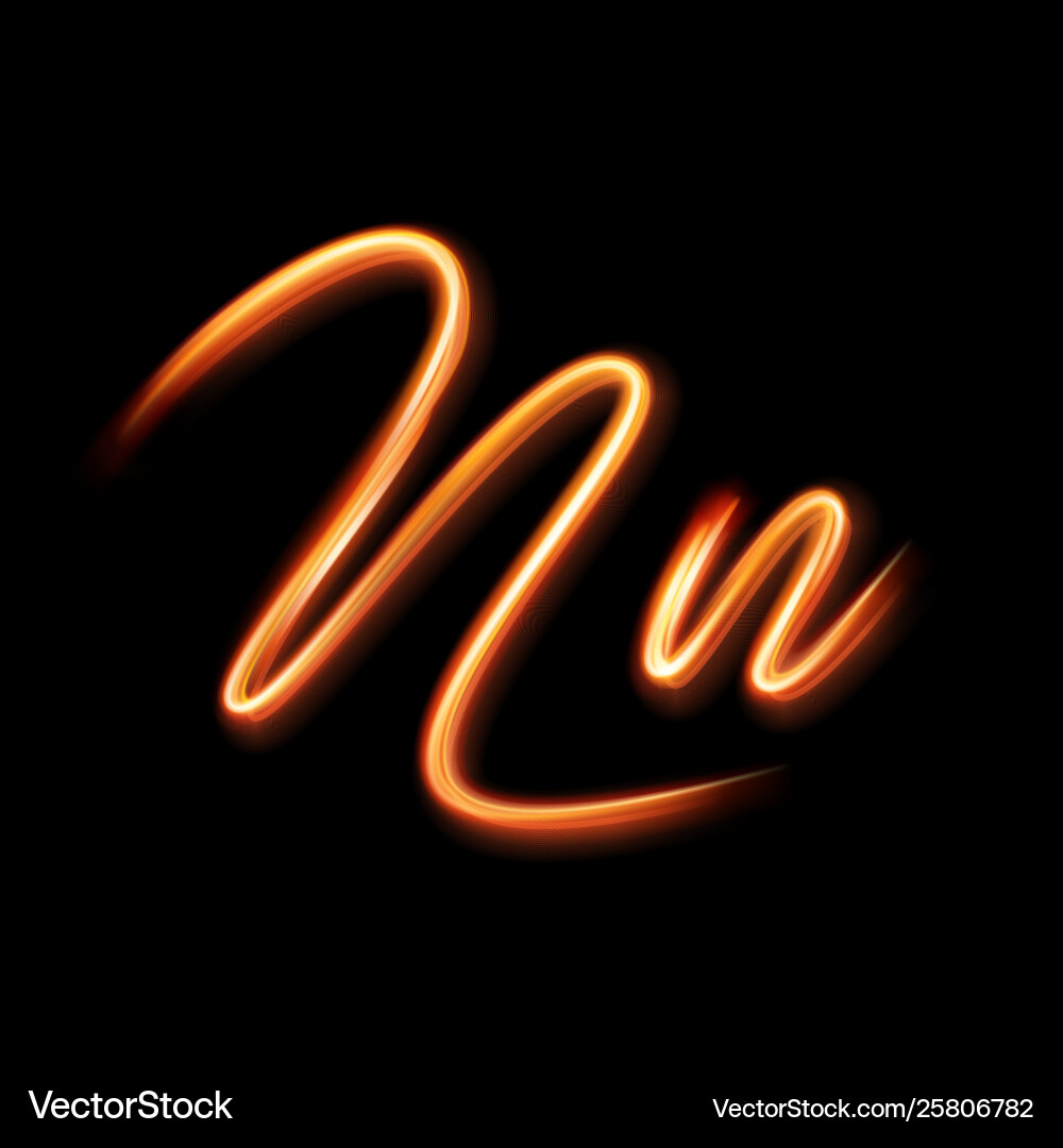 Glowing light letter n hand lighting painting Vector Image