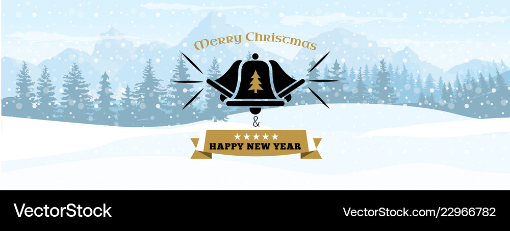 Horizontal winter landscape mountains fir tree Vector Image