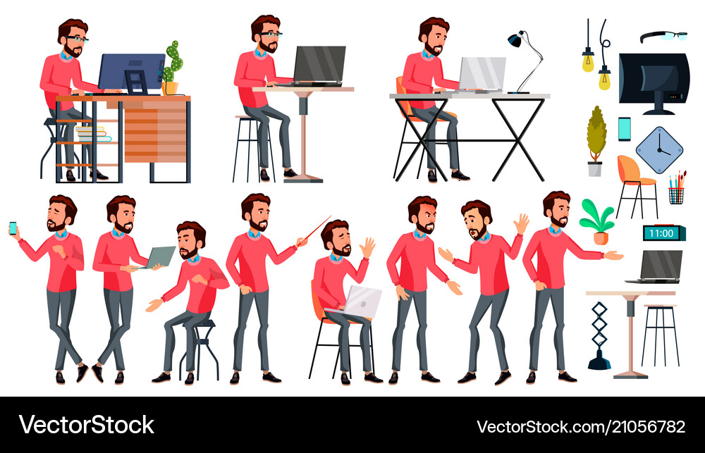 Office worker face emotions various Royalty Free Vector