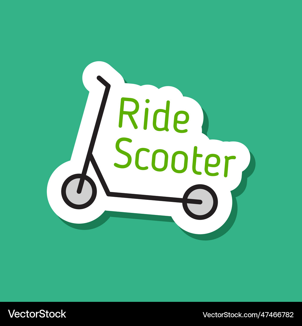 Ride scooter color eco sticker Royalty Free Vector Image