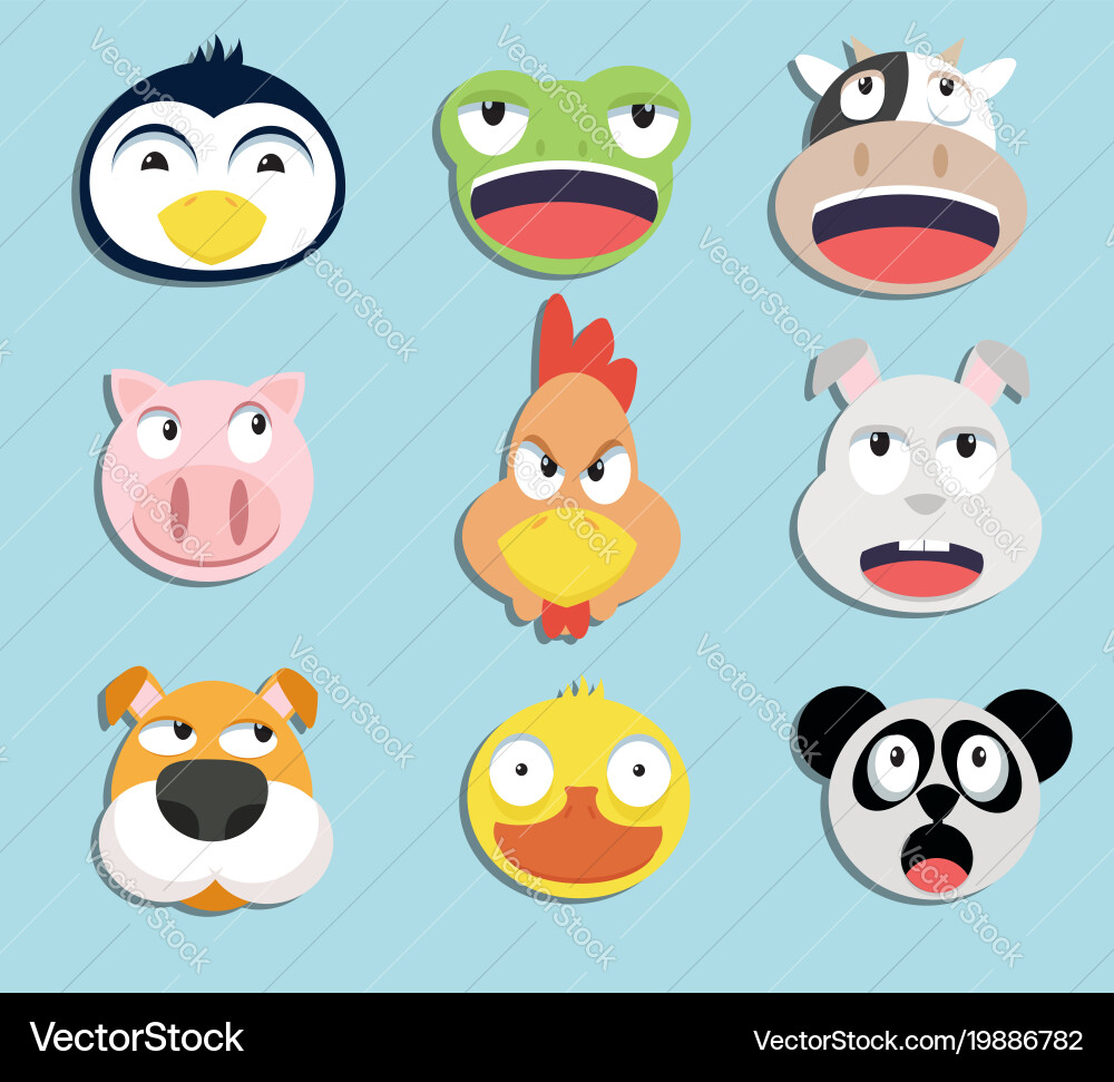 Set of animal faces Royalty Free Vector Image - VectorStock