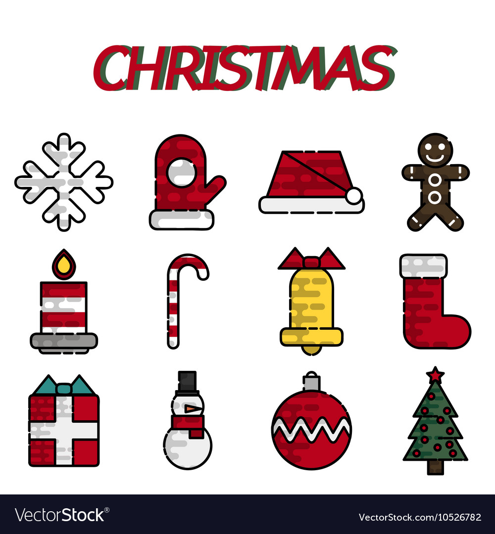 Set of flat christmas icons Royalty Free Vector Image