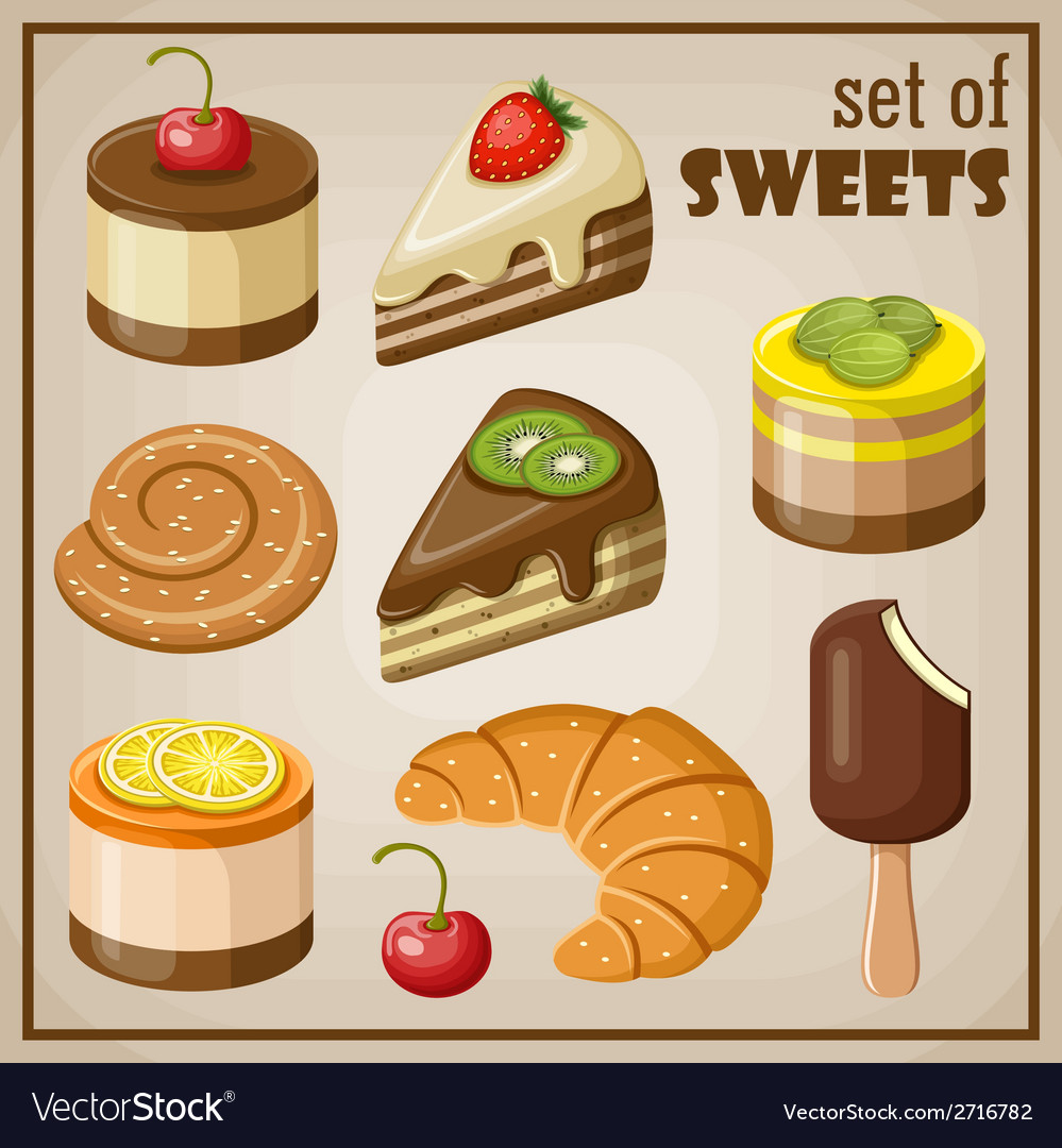 Set of sweets Royalty Free Vector Image - VectorStock