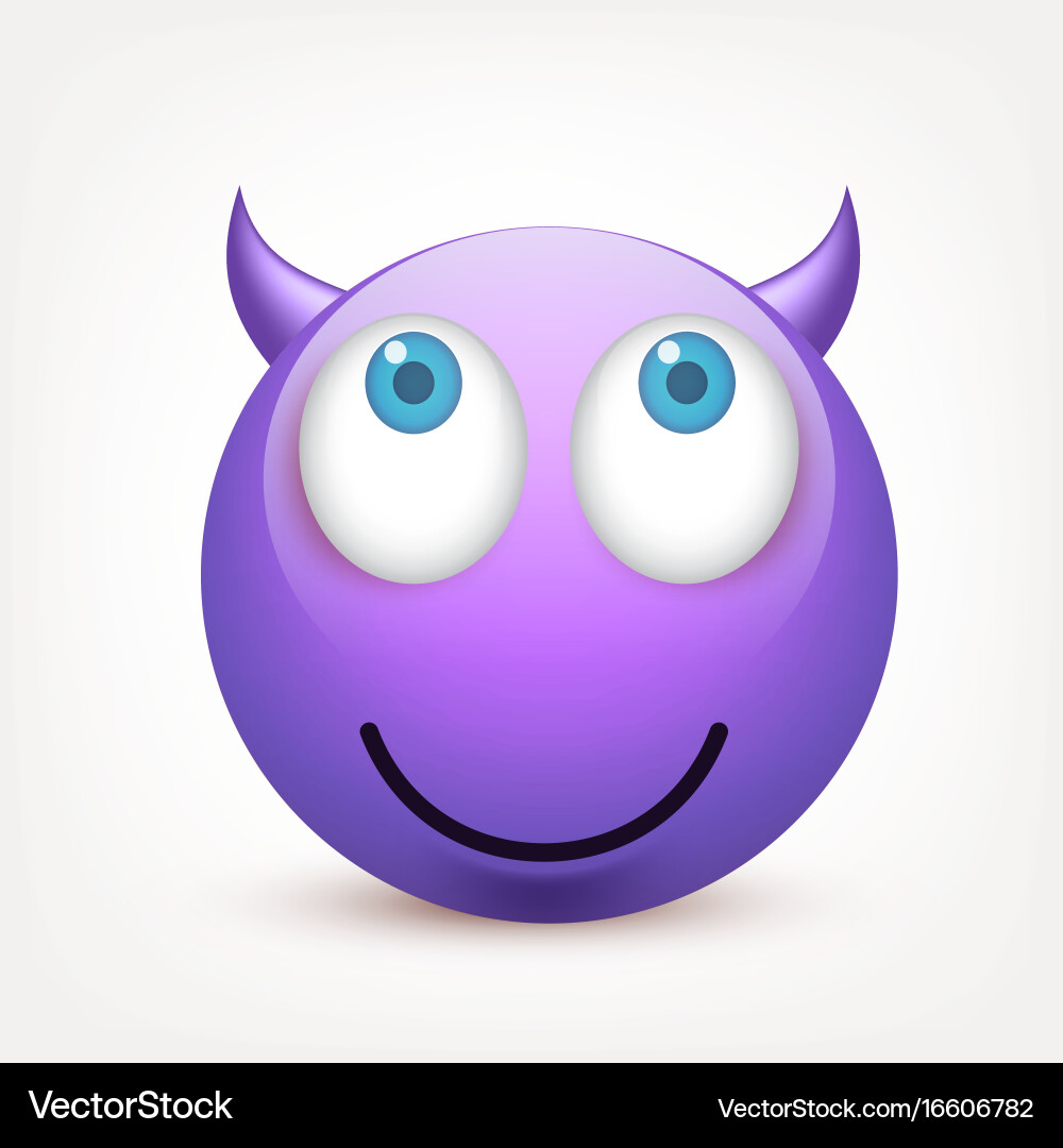Smiley with blue eyesemoticon violetface Vector Image