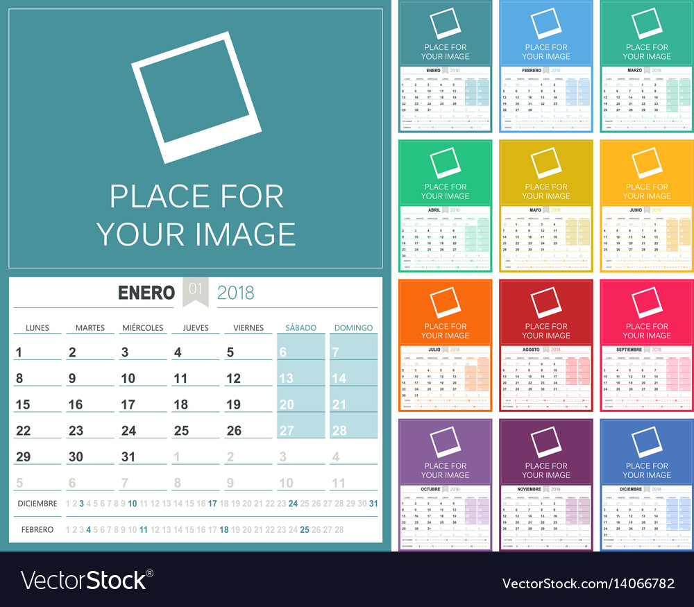Spanish calendar 2018 Royalty Free Vector Image