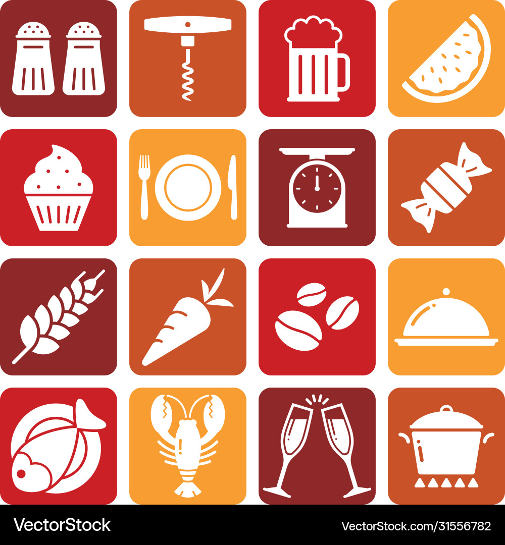 White food icons on colored backgrounds Royalty Free Vector