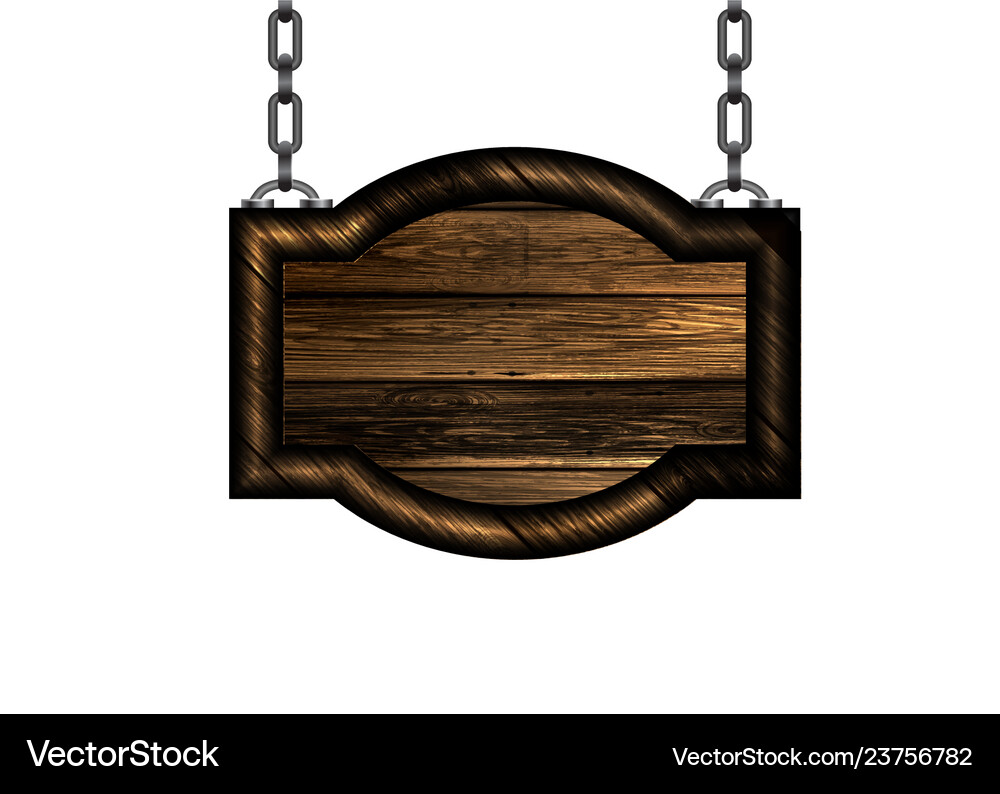 Wooden sign with chain Royalty Free Vector Image
