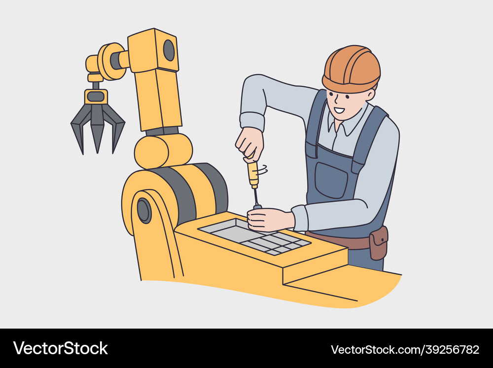 Working on production factory concept Royalty Free Vector