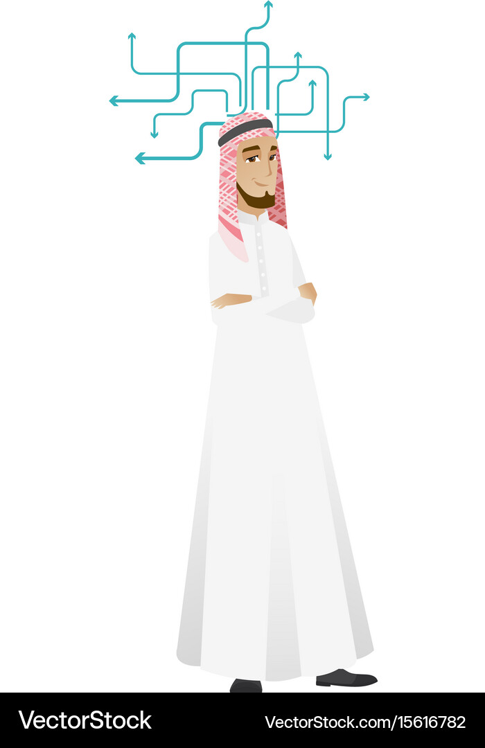 Young muslim businessman thinking Royalty Free Vector Image