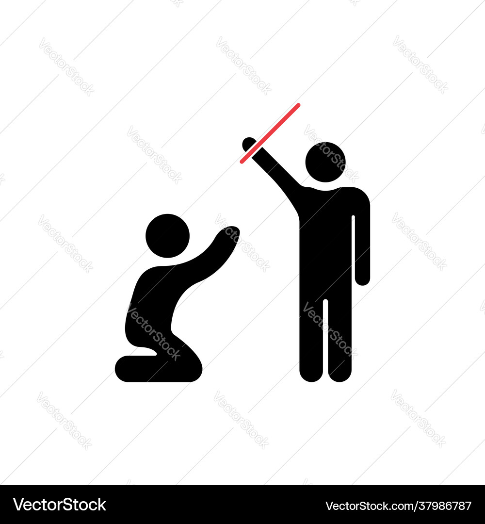 Abusive father beating son domestic violence icon Vector Image