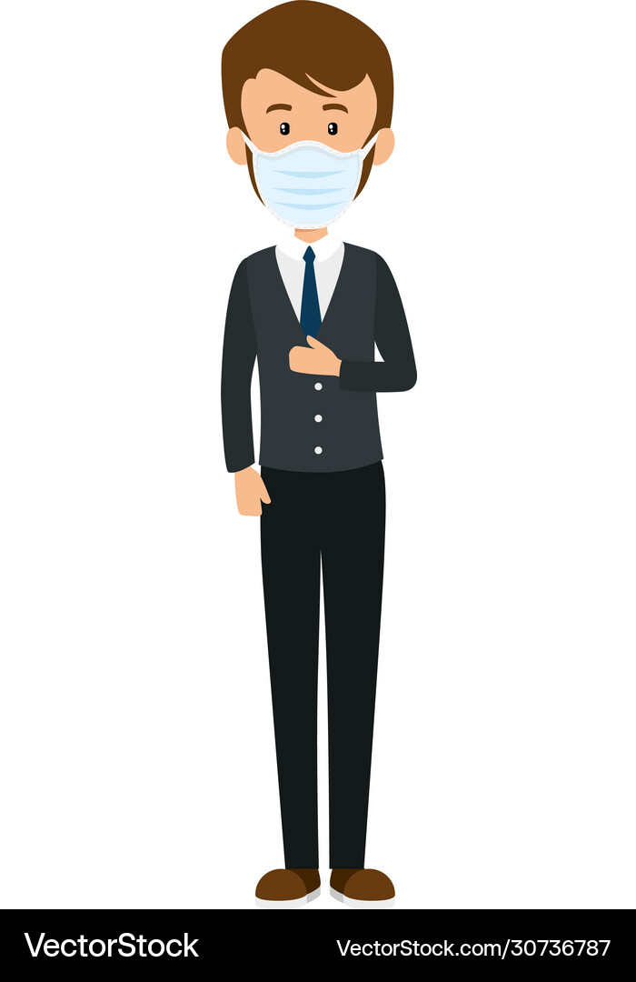 Businessman with face mask isolated icon Vector Image
