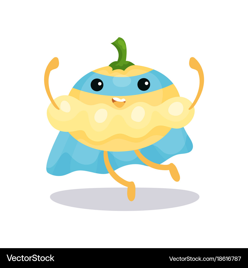 Cartoon superhero pattypan squash character Vector Image