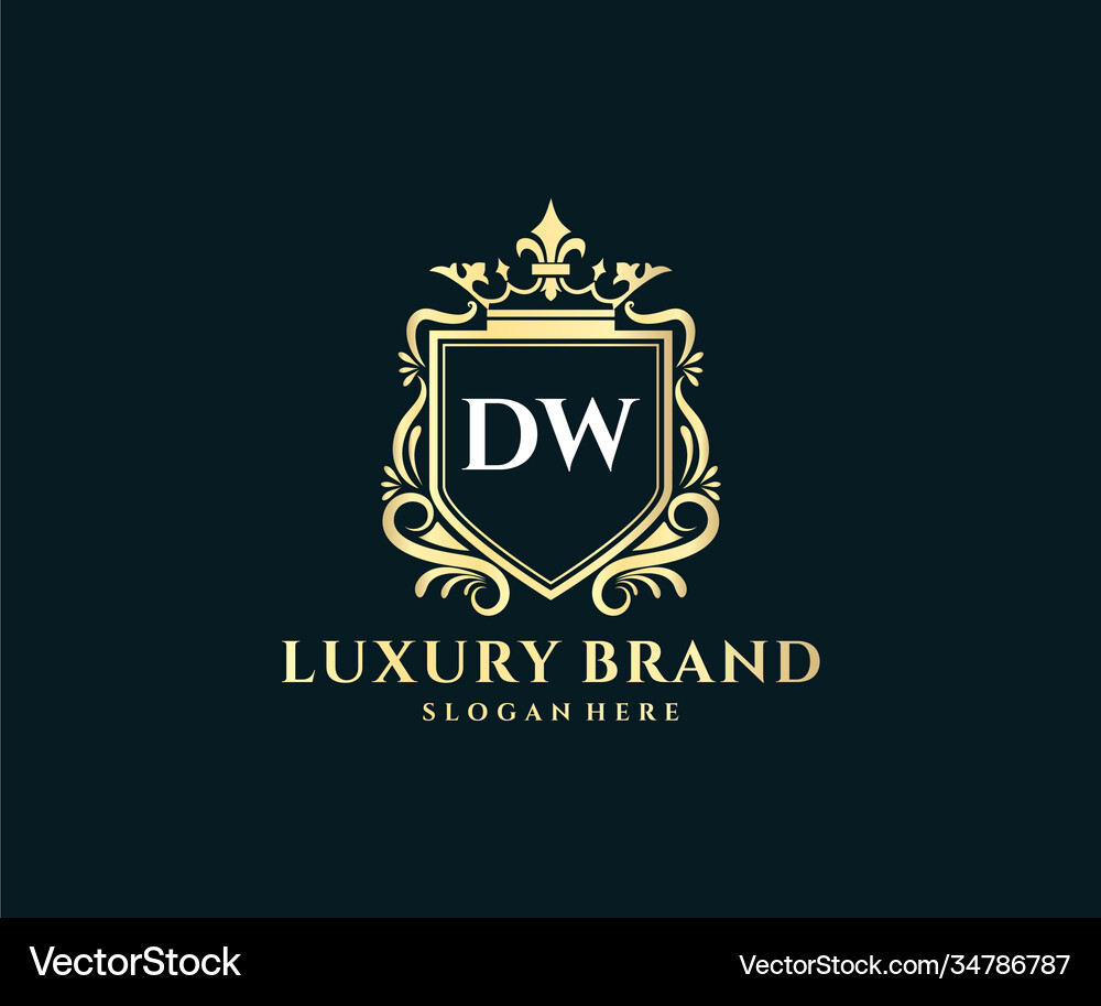 Dw initial letter gold calligraphic feminine Vector Image