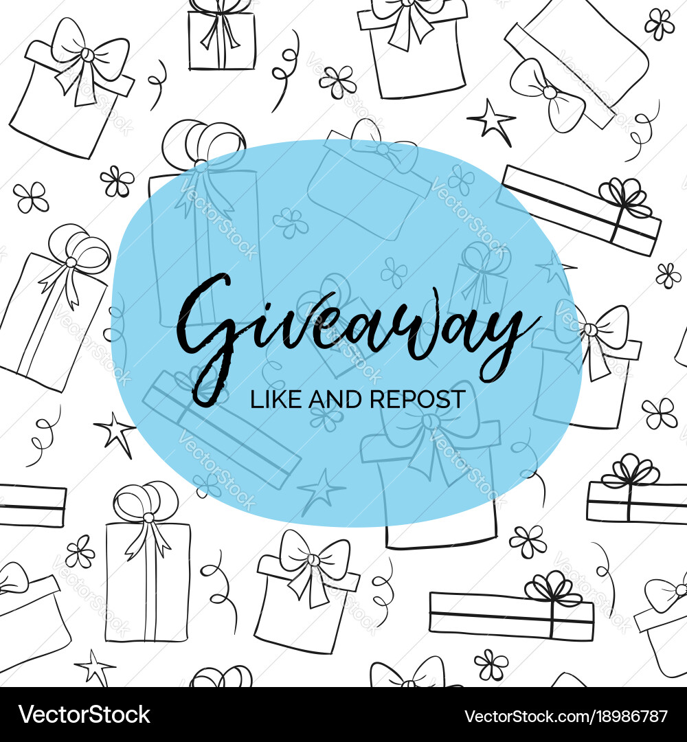Giveaway like and repost template for blogs Vector Image