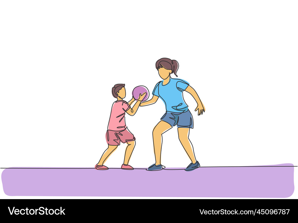 Single continuous line drawing of young mom Vector Image