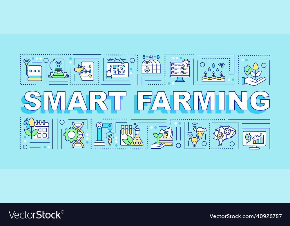 Smart farming word concepts turquoise banner Vector Image