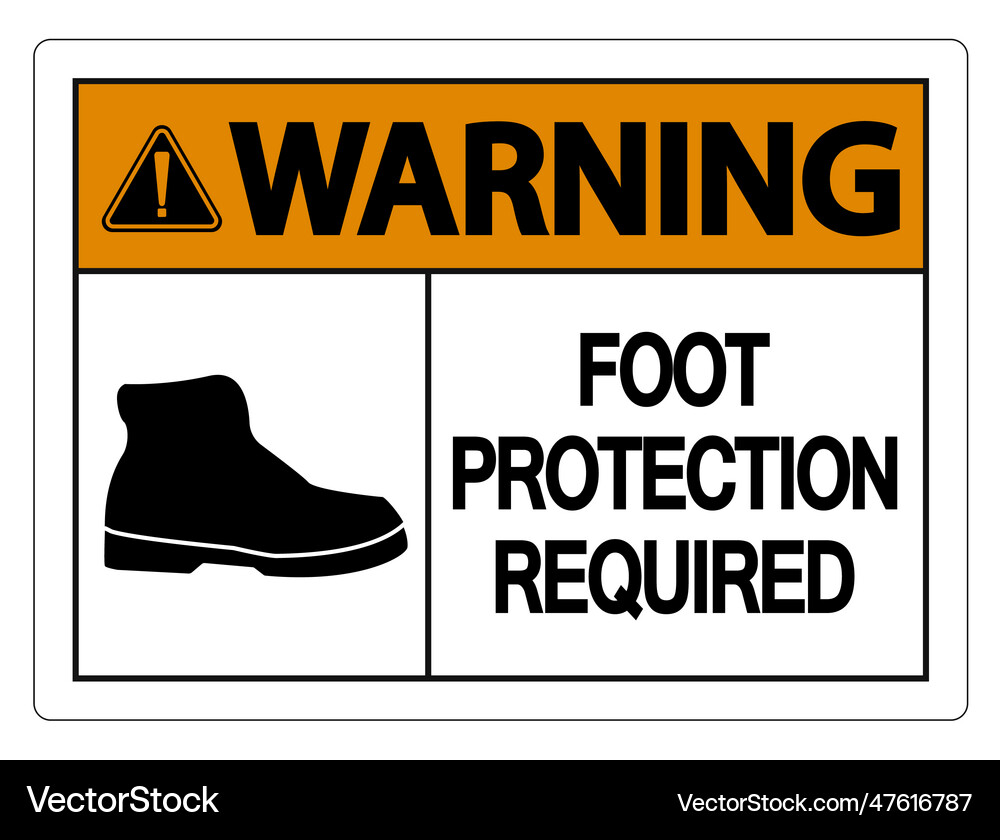 Warning foot protection required wall sign Vector Image
