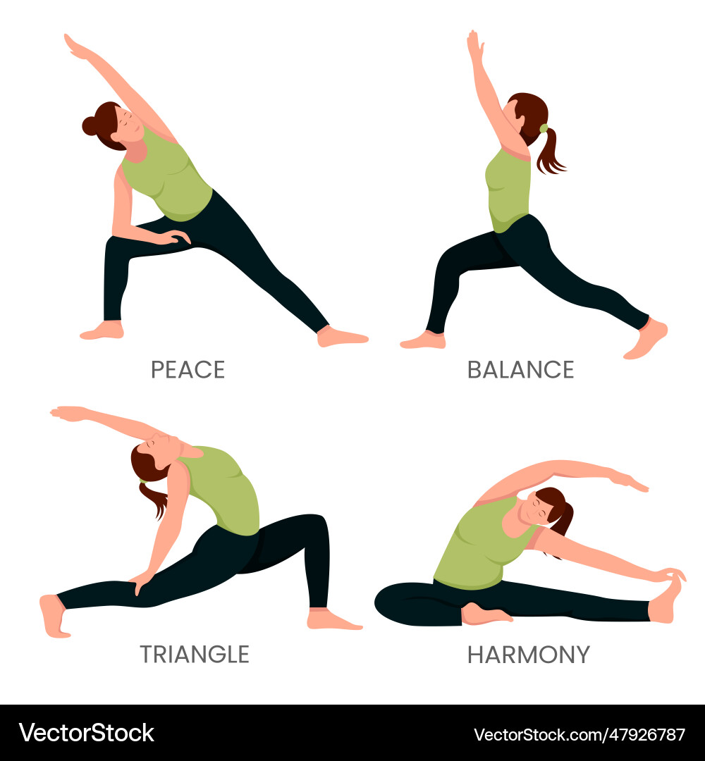Women doing yoga pose exercises Royalty Free Vector Image