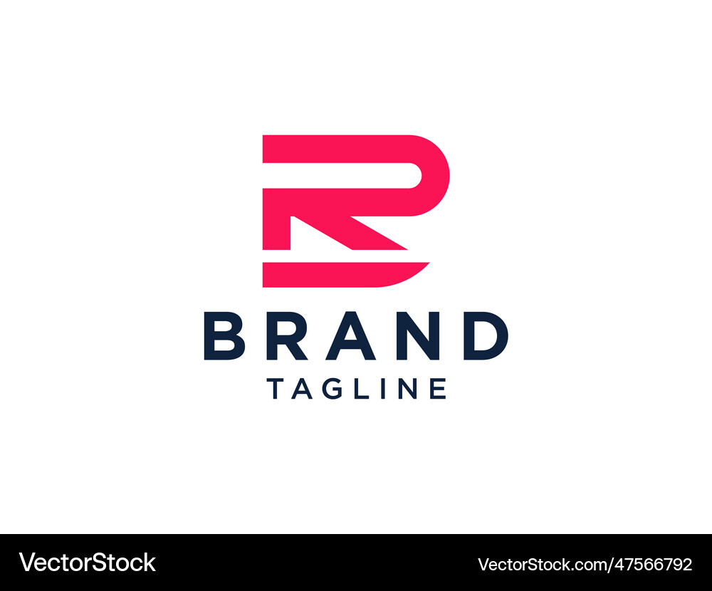 Abstract initial letter r logo red origami style Vector Image