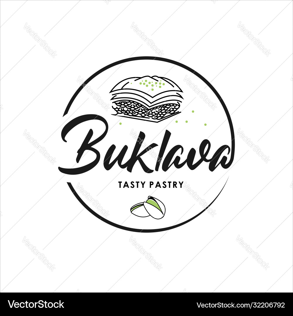 Baklava logo pastry food bakery Royalty Free Vector Image