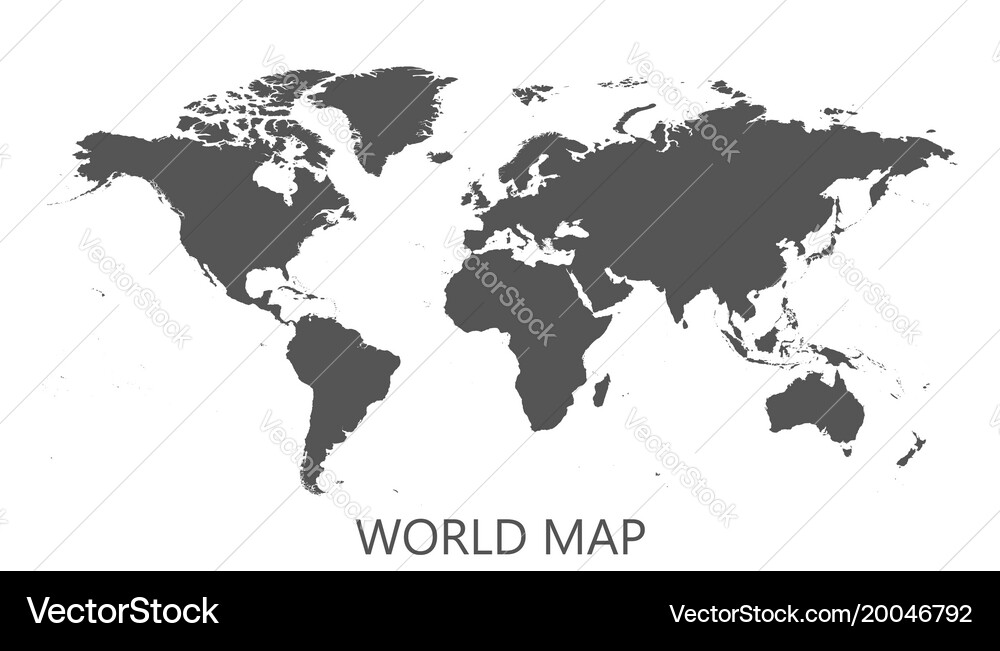Blank grey political world map isolated on white Vector Image