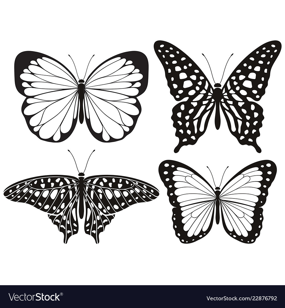 Butterfly silhouette icons set Royalty Free Vector Image Butterfly silhouette icons set Royalty Free Vector Image