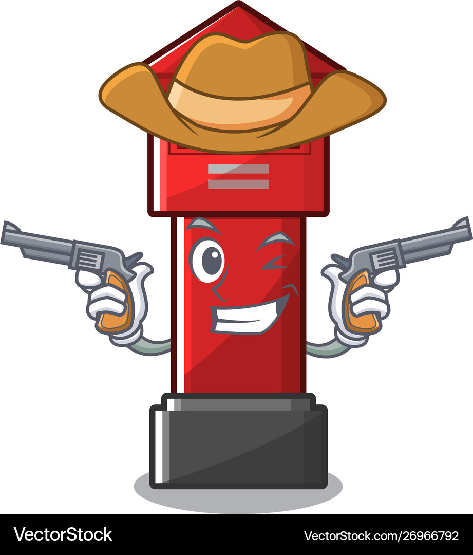 Cowboy pillar box isolated with cartoon Royalty Free Vector