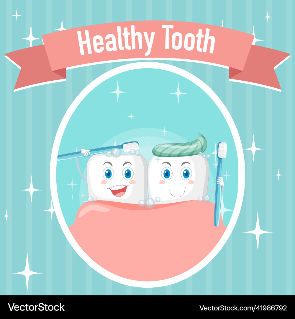 Dental healthy teeth brushing itself poster Vector Image