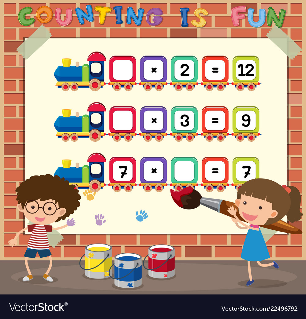 Math counting game template Royalty Free Vector Image