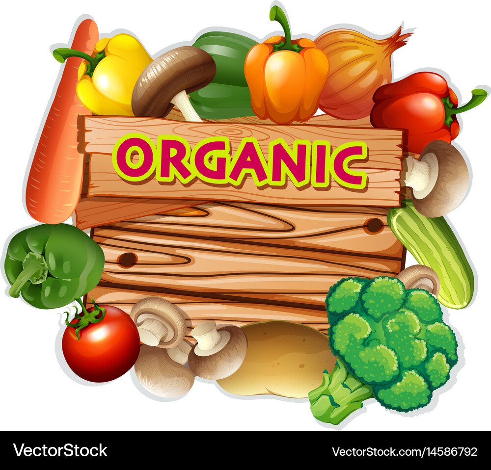 Organic sign with fresh vegetables Royalty Free Vector Image