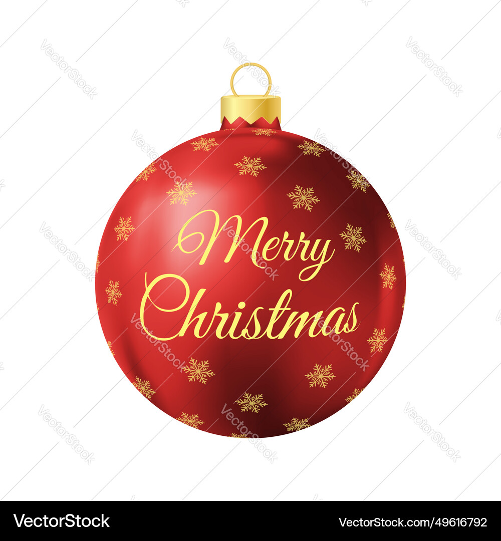 Red christmas tree toy realistic color Royalty Free Vector