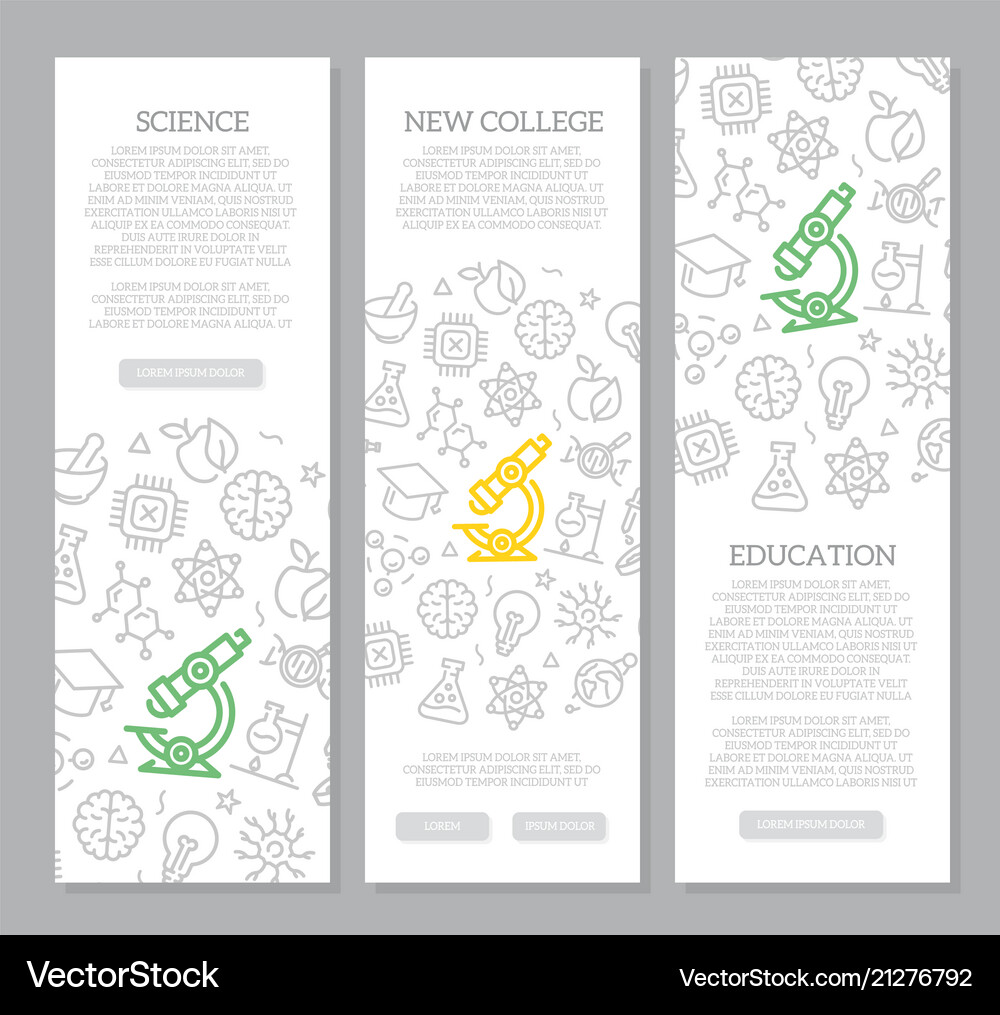 Set of science and research vertical Royalty Free Vector