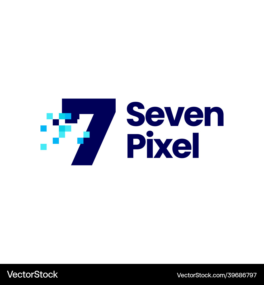 7 seven number pixel mark digital 8 bit logo icon Vector Image