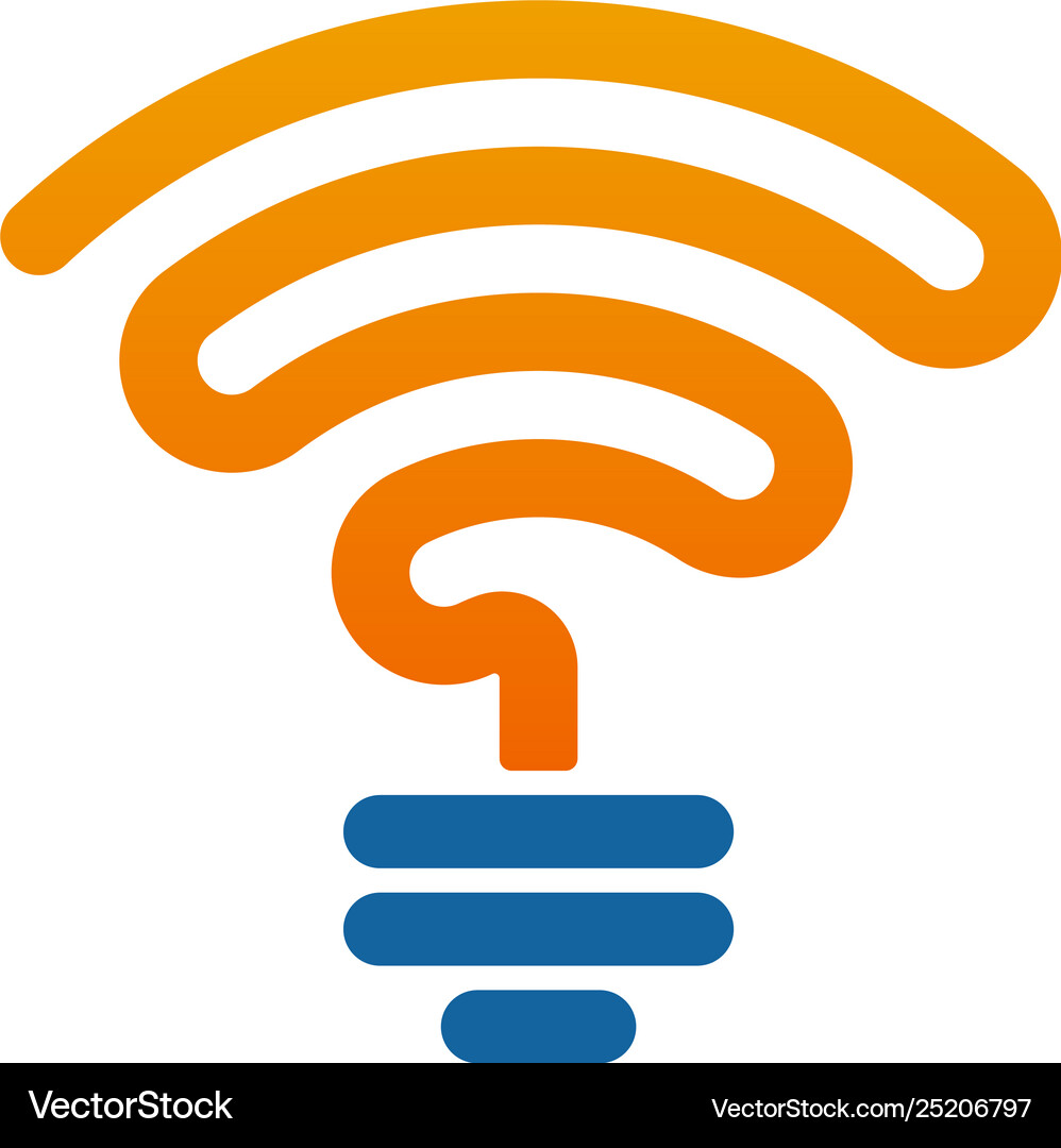Bulb icon with neon wifi sign Royalty Free Vector Image